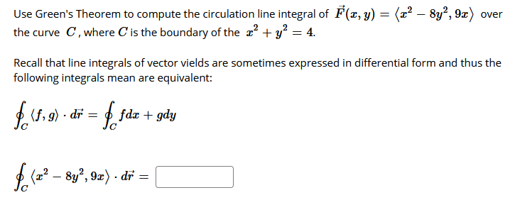 Solved Use Green's Theorem to compute the circulation line | Chegg.com