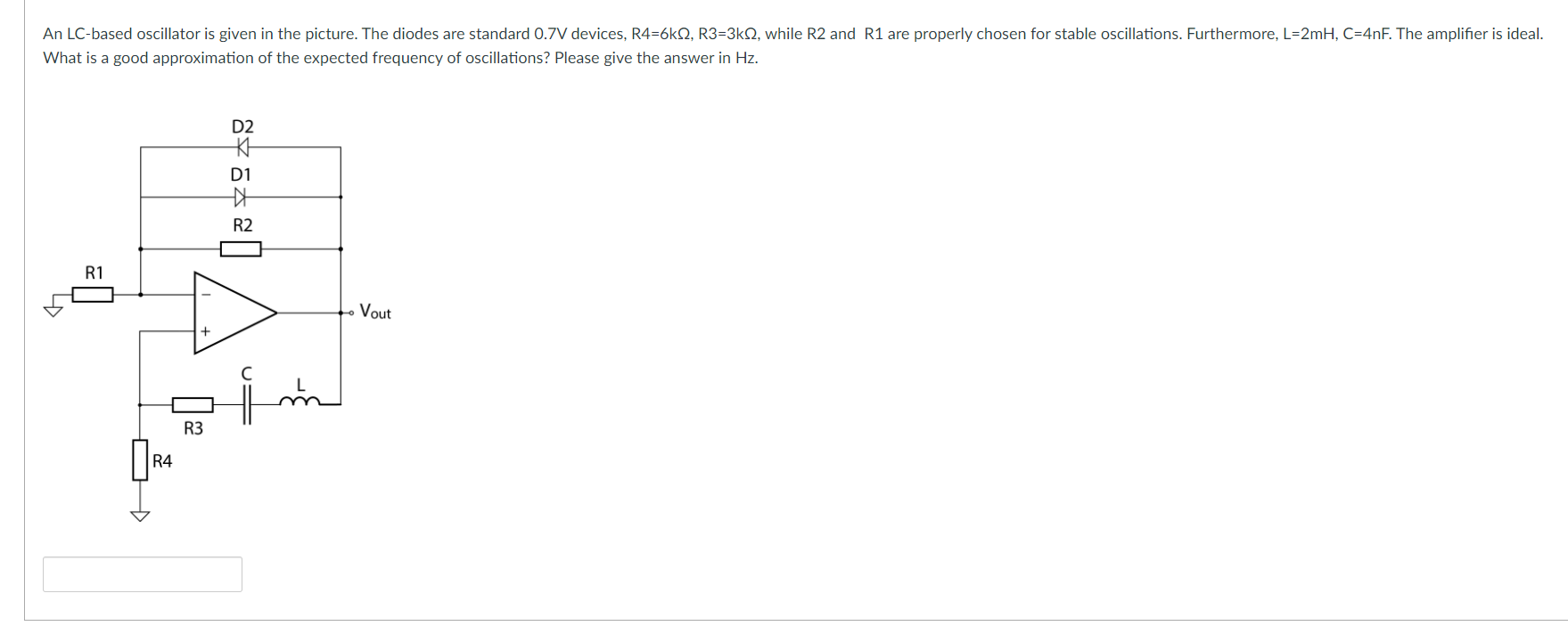 Solved An LC-based oscillator is ﻿given in ﻿the picture. The | Chegg.com
