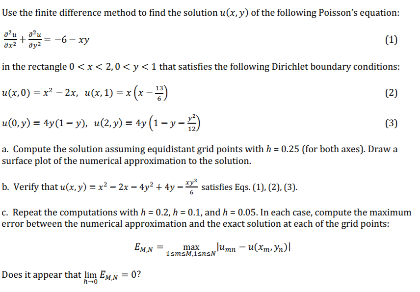 Use the finite difference method to find the solution | Chegg.com