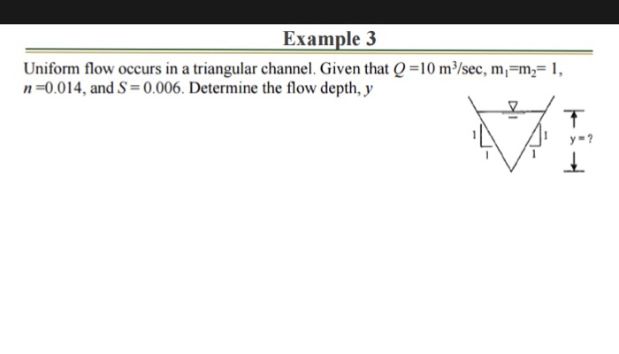 Solved Example 3 Uniform flow occurs in a triangular | Chegg.com
