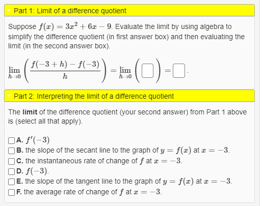 Solved Part 1 Limit Of A Difference Quotient Suppose F T