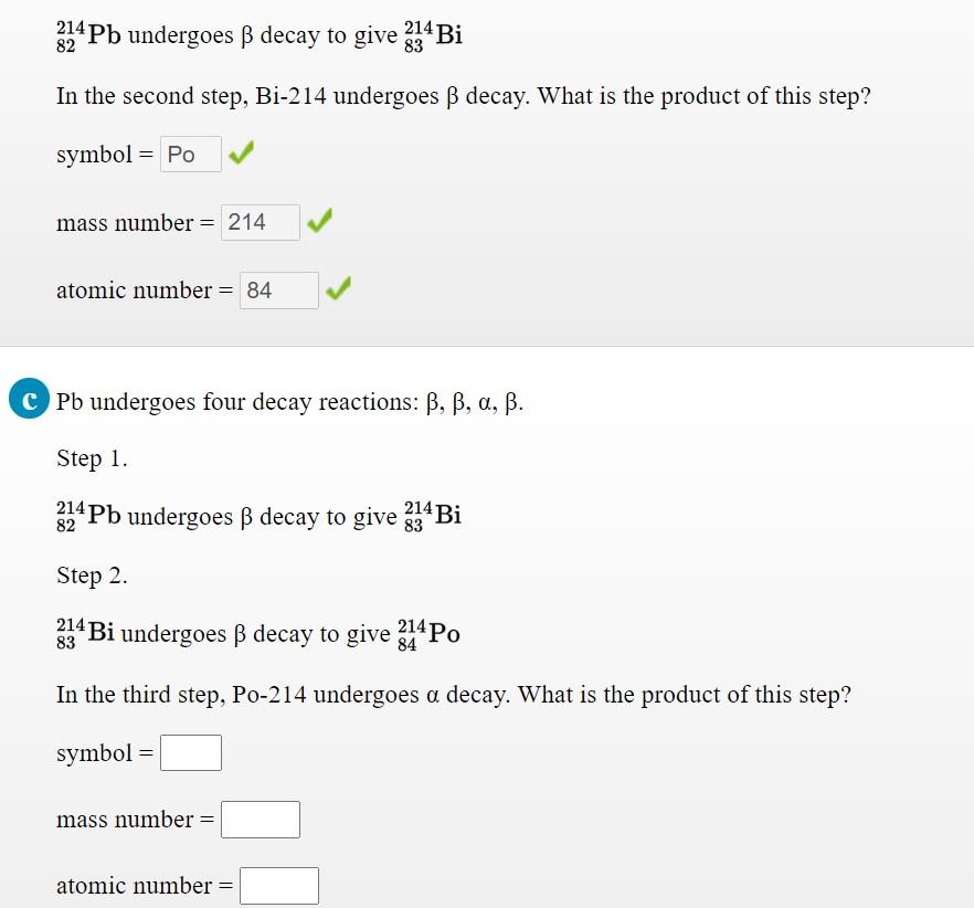 Solved 324 Pb undergoes ß decay to give 334 214 Bi 83 In the | Chegg.com