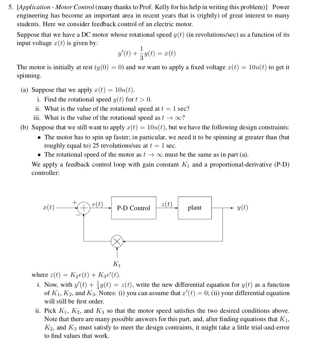 Solved 5. [Application - Motor Control (many thanks to Prof. | Chegg.com