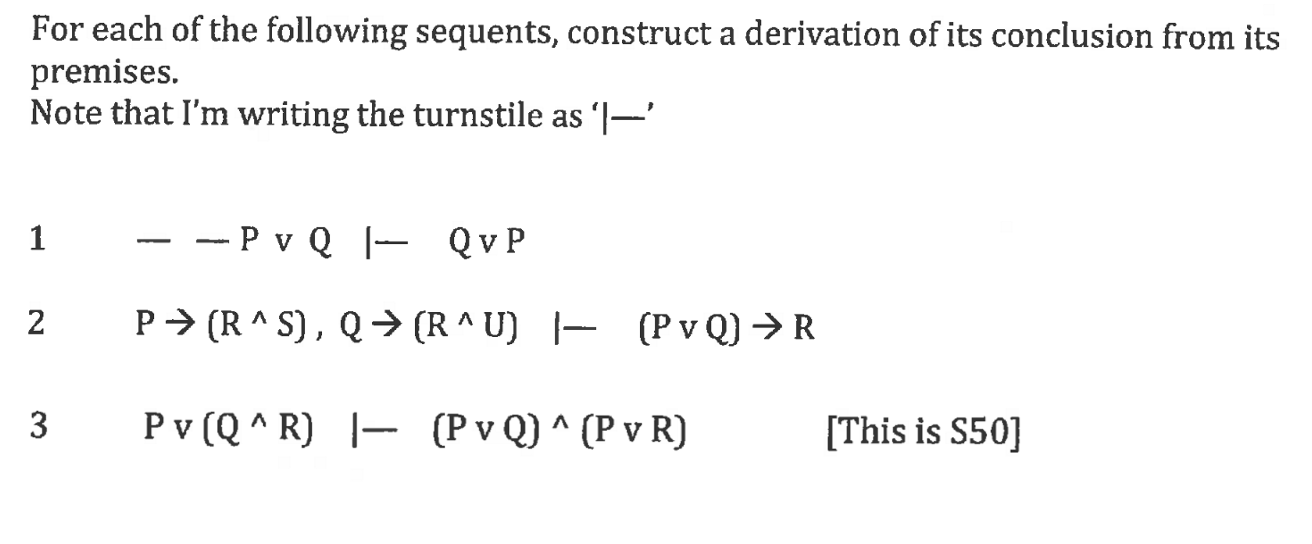 Solved For each of the following sequents, construct a | Chegg.com