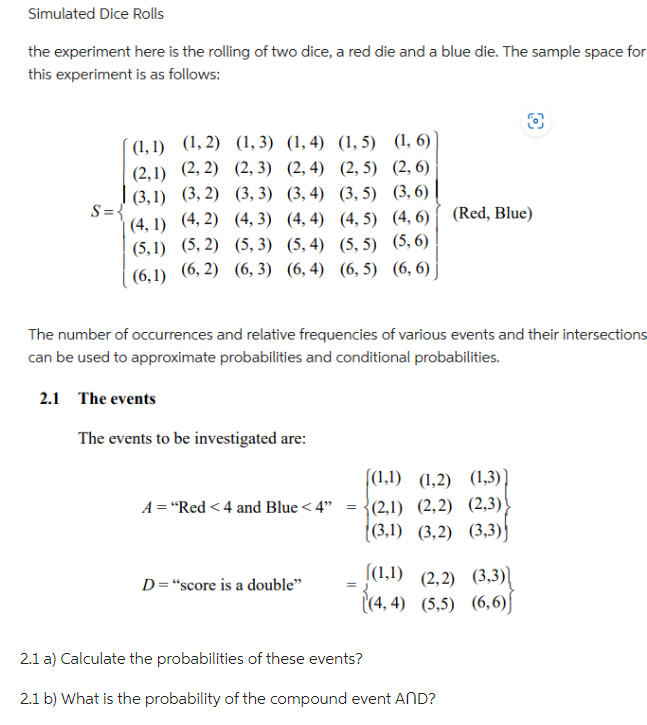 Solved Simulated Dice Rolls the experiment here is the | Chegg.com