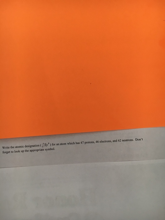 Solved Write the atomic designation (_Z^A Sy^4) for an atom | Chegg.com
