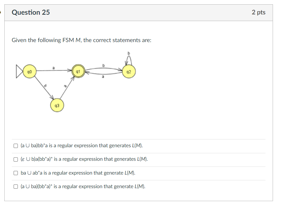 Solved Given the following FSM M, the correct statements | Chegg.com