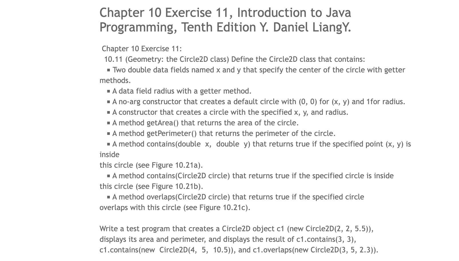 Solved Chapter 10 Exercise 11, Introduction to Java | Chegg.com