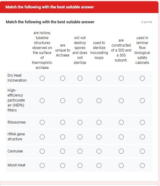 Solved Match the following with the best suitable answer | Chegg.com