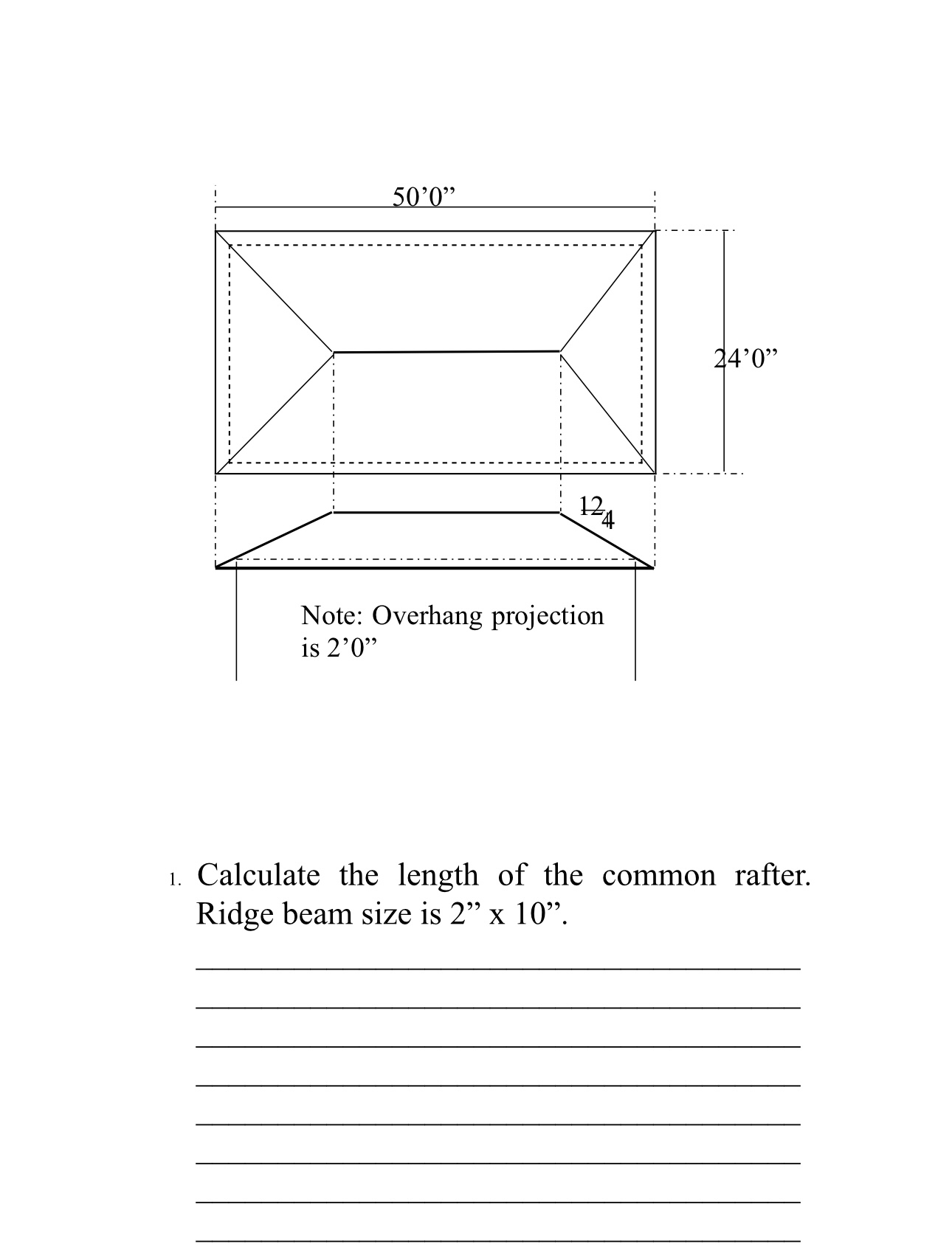 Solved 1. ﻿Calculate the length of the common rafter. Ridge | Chegg.com