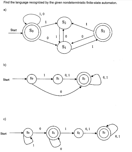Solved Find the language recognized by the given | Chegg.com