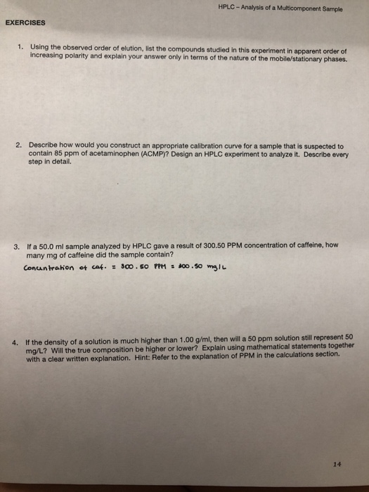 Solved HPLC-Analysis of a Multicomponent Sample EXERCISES | Chegg.com