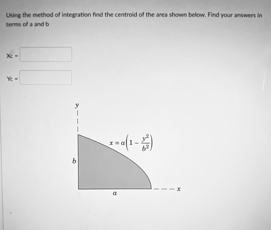 Solved Using the method of integration find the centroid of | Chegg.com