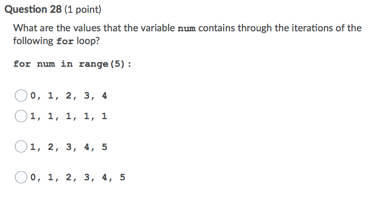 Solved Question 28 (1 point) What are the values that the | Chegg.com