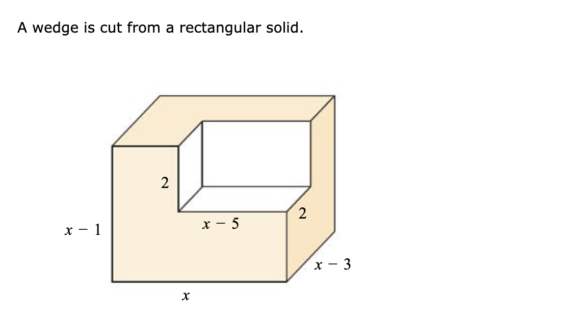 A wedge is cut from a rectangular solid. | Chegg.com