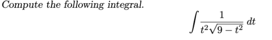 Solved Compute the following integral using trig | Chegg.com