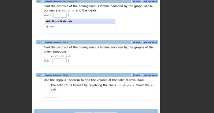 Solved Find the centroid of the homogeneous lamina bounded | Chegg.com