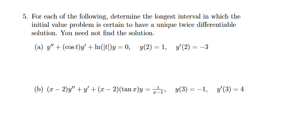 Solved For each of the following, determine the longest | Chegg.com