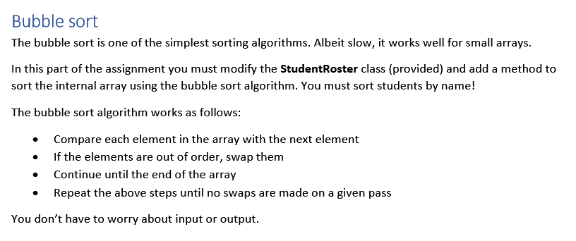Solved Bubble sort The bubble sort is one of the simplest | Chegg.com
