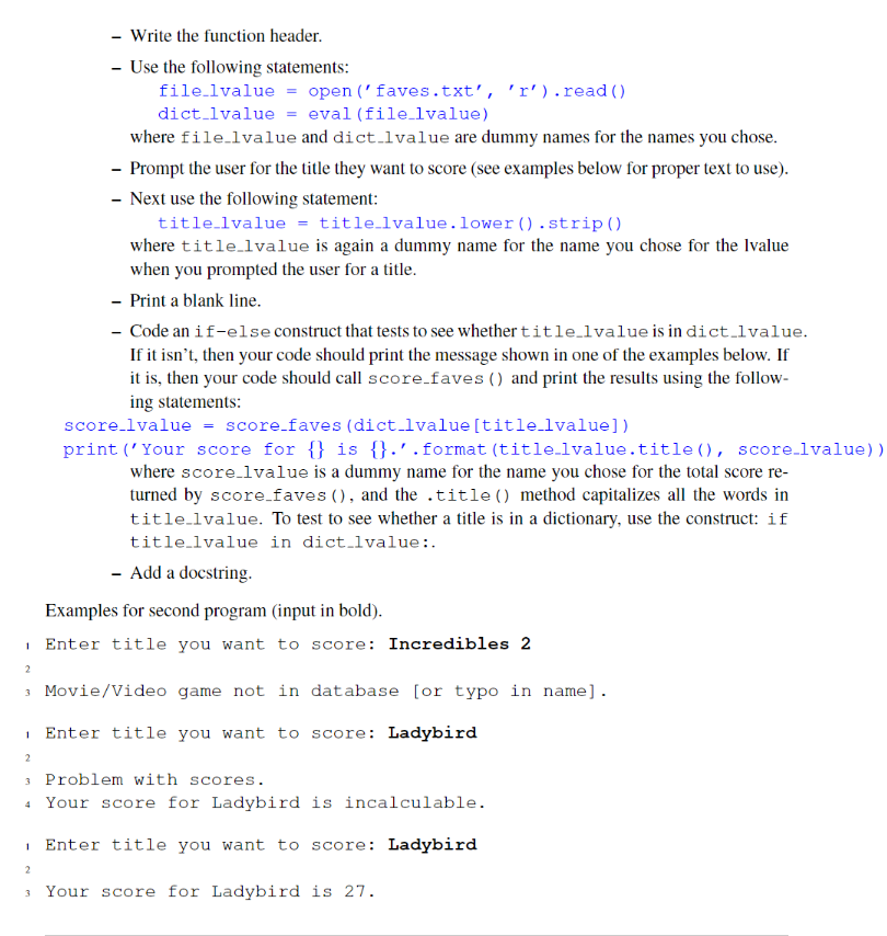 Solved • score faves (): A non-void function with one | Chegg.com