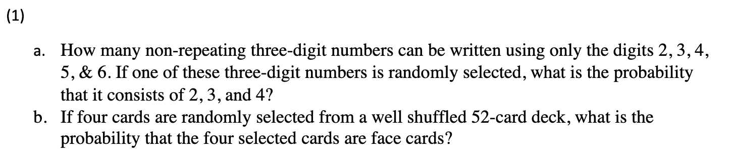 Solved (1) 2 a. How many non-repeating three-digit numbers | Chegg.com