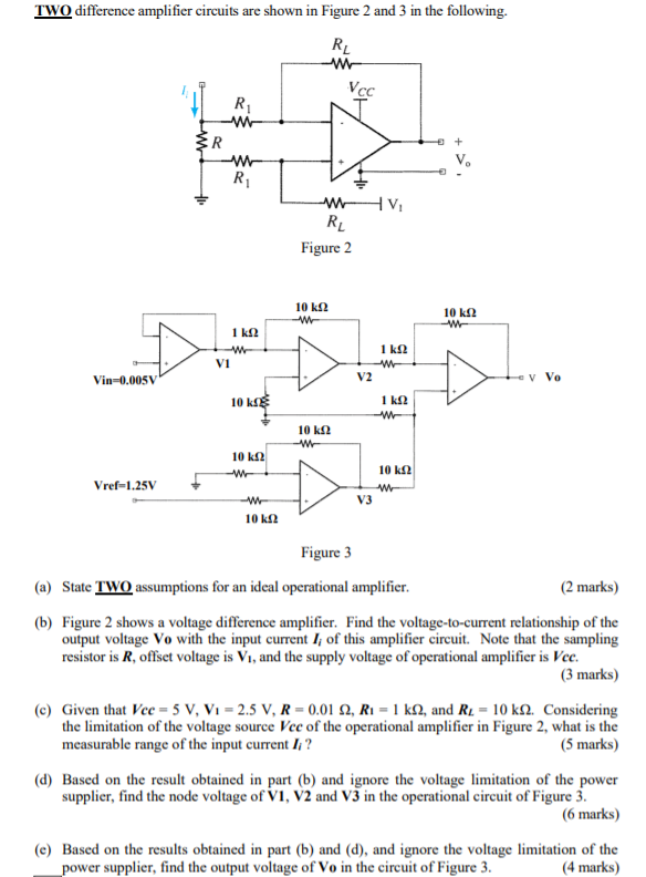 Solved TWO difference amplifier circuits are shown in Figure | Chegg.com