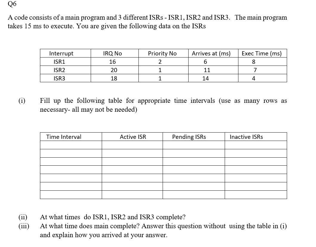 Q6 A code consists of a main program and 3 different | Chegg.com