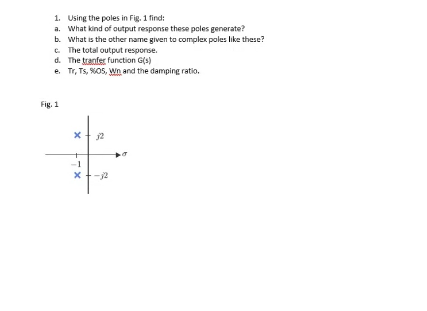 Solved 1. Using the poles in Fig. 1 find: a. What kind of | Chegg.com