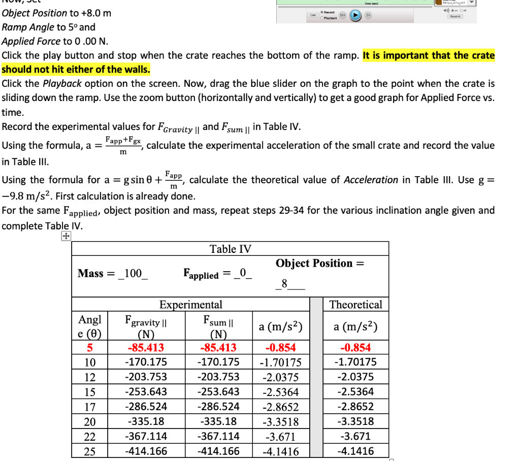 Solved Plot a graph of Acceleration vs. sine angle and | Chegg.com