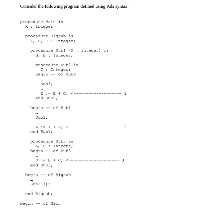 Consider the following program defined using Ada | Chegg.com