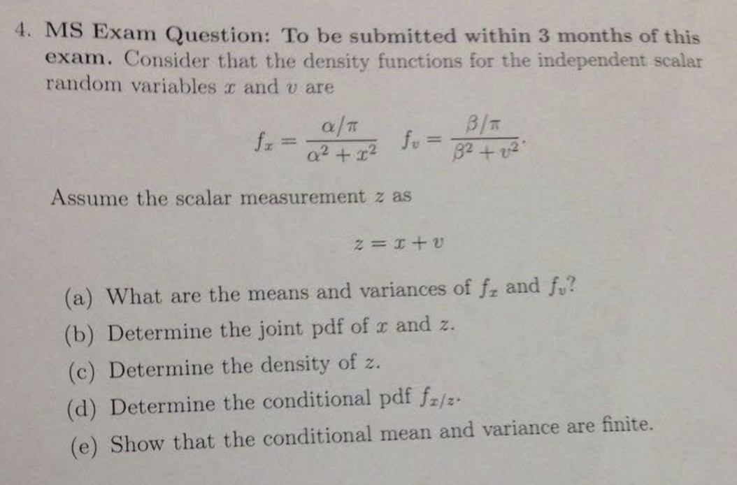 Solved 1. MS Exam Question: To be submitted within 3 months | Chegg.com