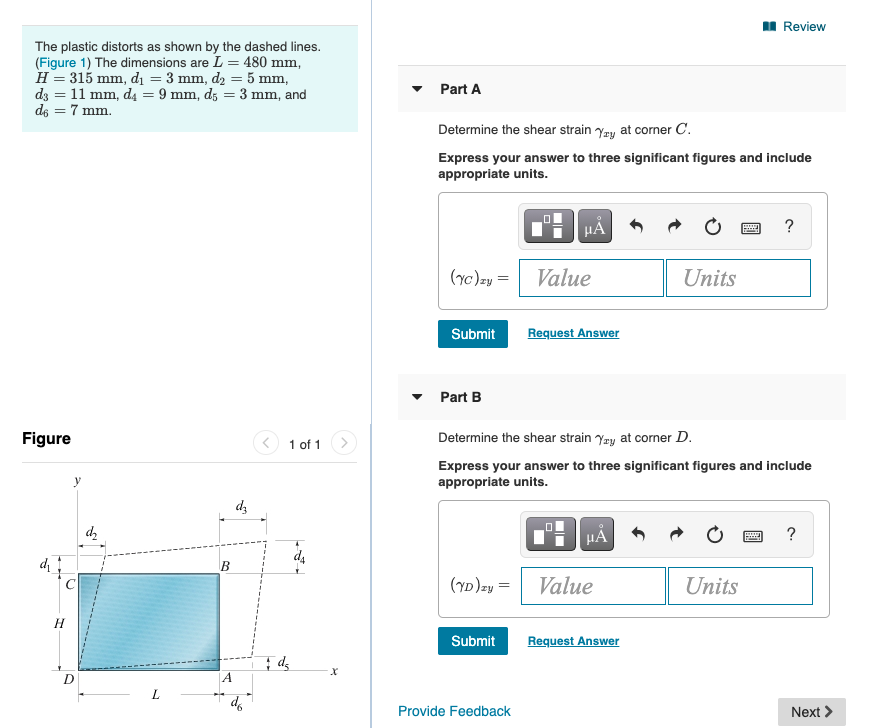 Solved Review The plastic distorts as shown by the dashed | Chegg.com