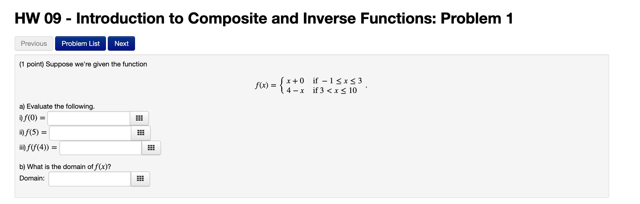 Solved HW 09 - Introduction to Composite and Inverse | Chegg.com