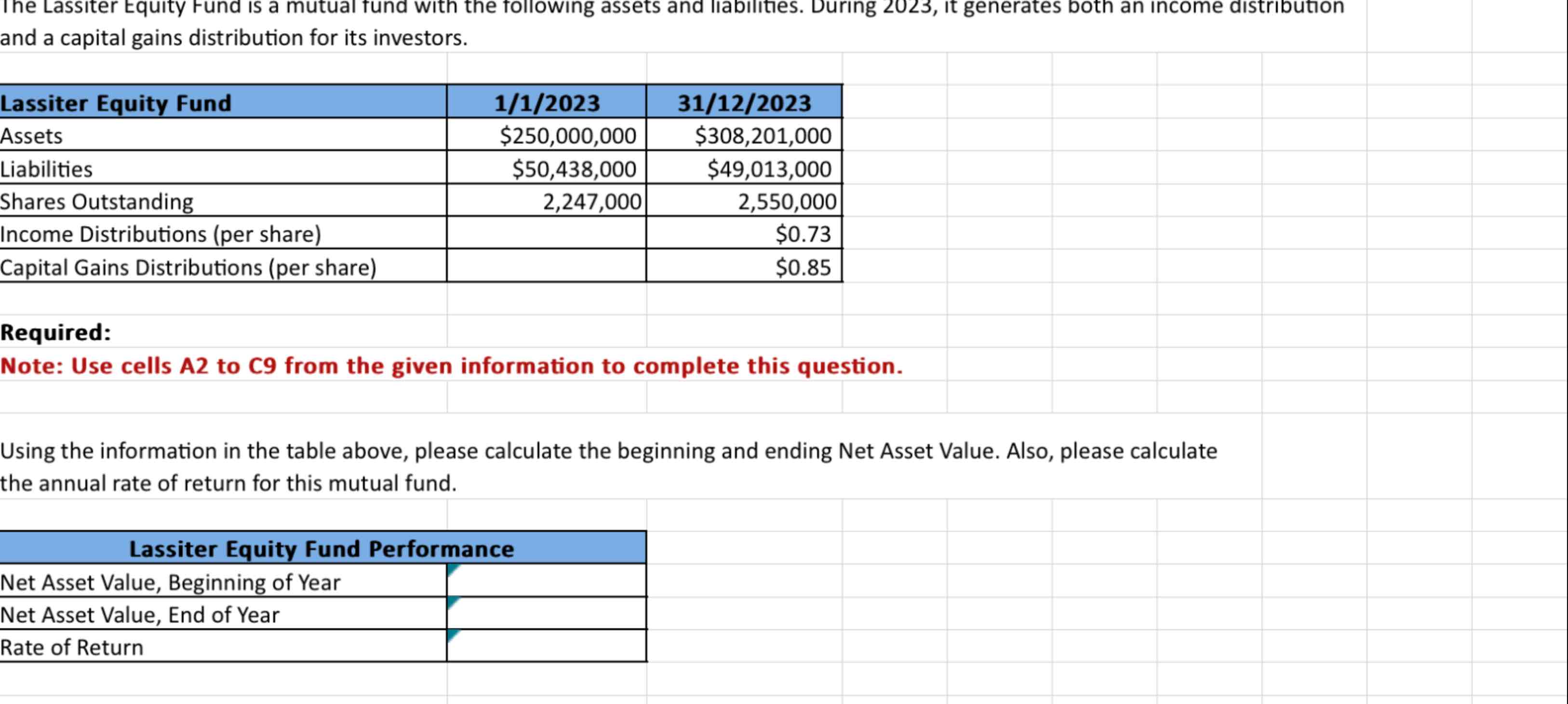 Solved The Lassiter Equity Fund is a mutual fund with the | Chegg.com