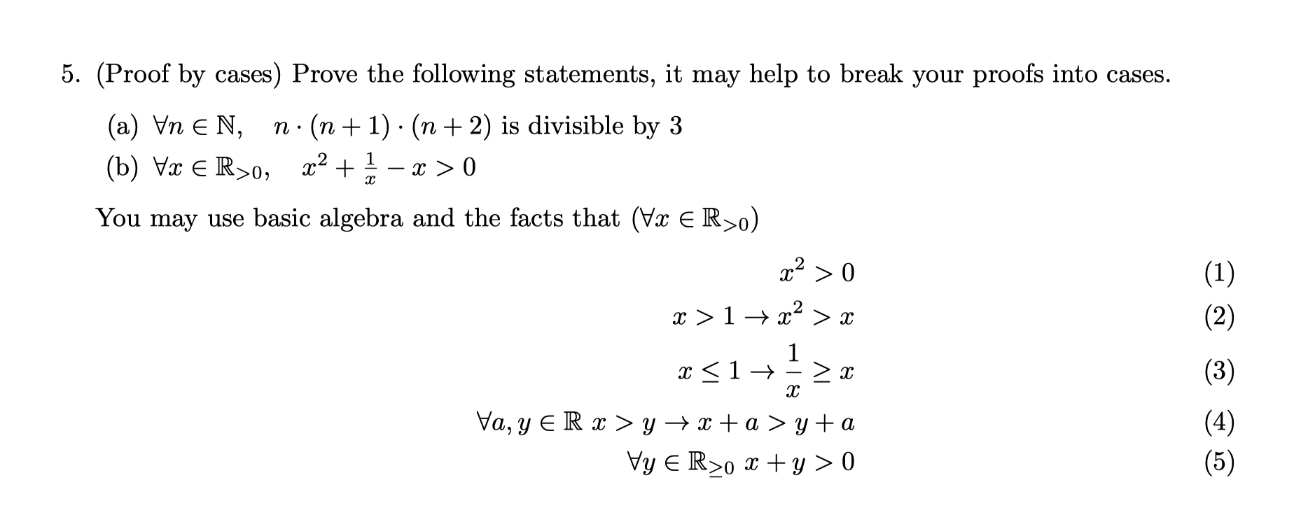 Solved 5. (Proof by cases) Prove the following statements, | Chegg.com