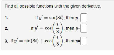 Solved Find all possible functions with the given | Chegg.com