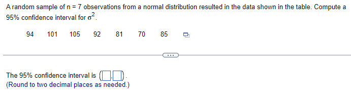 Solved A random sample of n=7 observations from a normal | Chegg.com