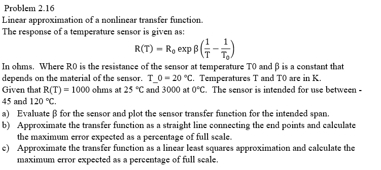Solved Problem 2.16 Linear approximation of a nonlinear | Chegg.com