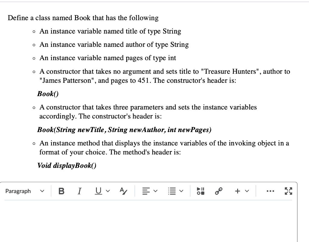 Solved fine a class named Book that has the following - An | Chegg.com