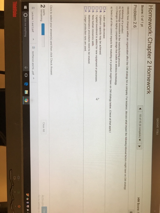 Solved Identify how changes within an organization affect | Chegg.com