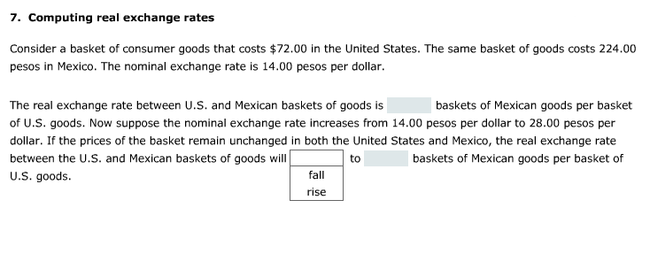 Solved 7. Computing real exchange rates Consider a basket of | Chegg.com