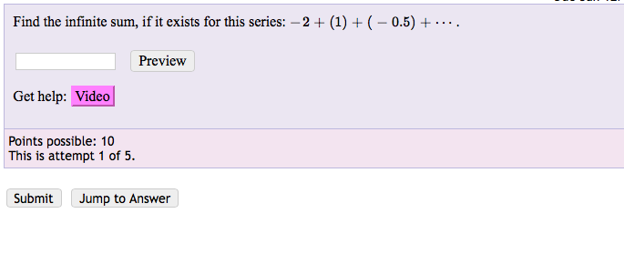 Solved Find the infinite sum, if it exists for this | Chegg.com