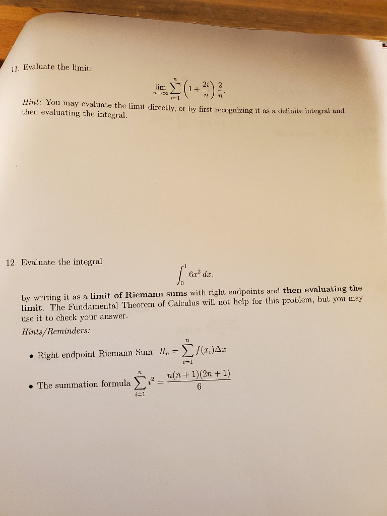 Solved 11. Evaluate the limit: Hint: You may evaluate the | Chegg.com