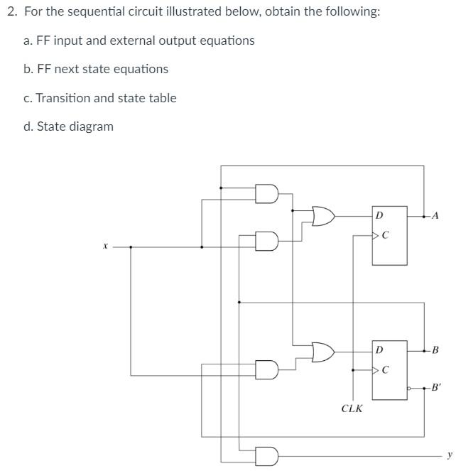 Solved 2. For the sequential circuit illustrated below, | Chegg.com