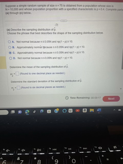 Solved Determine the mean of the sampling distribution of | Chegg.com