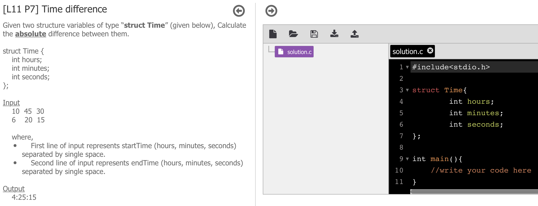 Solved [L11 P7] Time difference Given two structure | Chegg.com