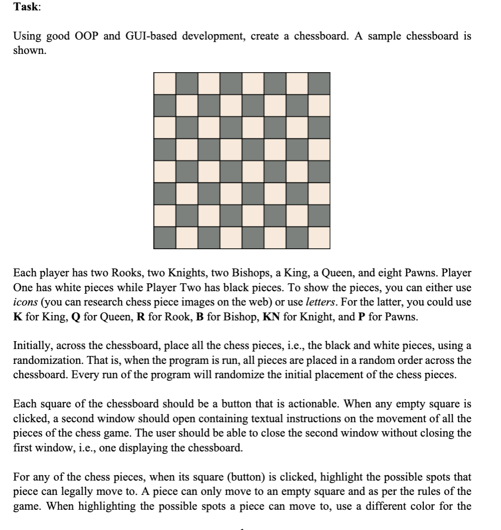 Task: Using good OOP and GUI-based development, | Chegg.com