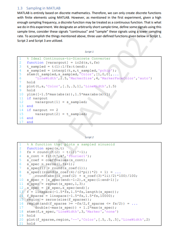 EXPERIMENT 3 SAMPLING AND ALIASING This experiment | Chegg.com