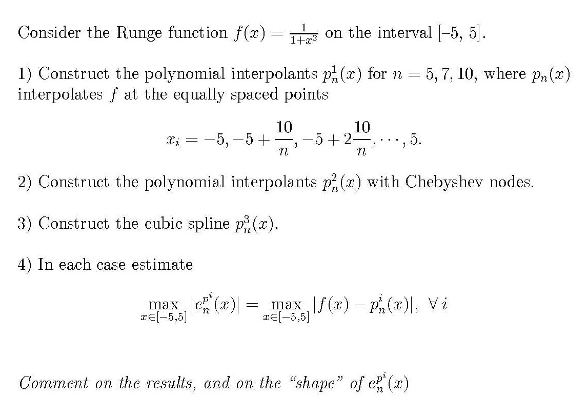 Consider the Runge function f(x) = on the interval | Chegg.com