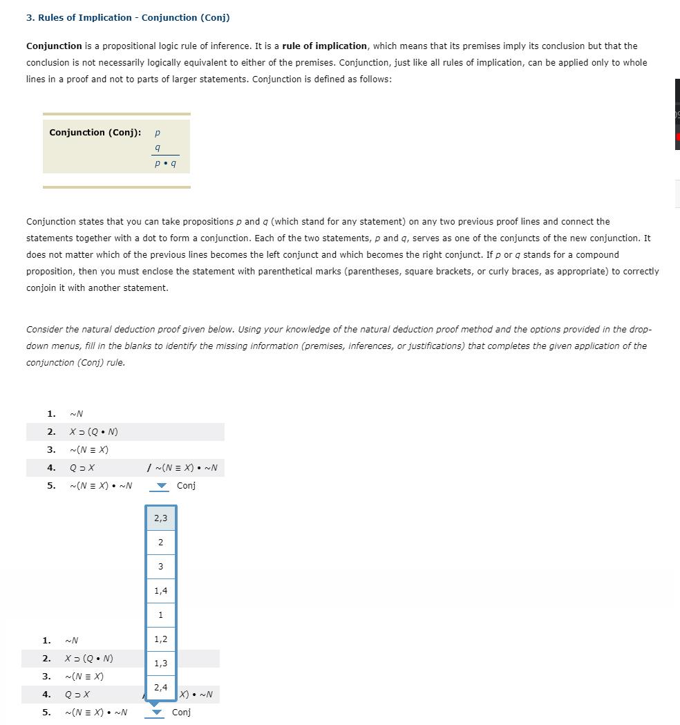 Solved 3. Rules of Implication - Conjunction (Conj) | Chegg.com